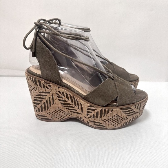 Sbicca | Shoes | Sbicca Sandals Womens 7 Khaki Staycation Wedge Ankle ...